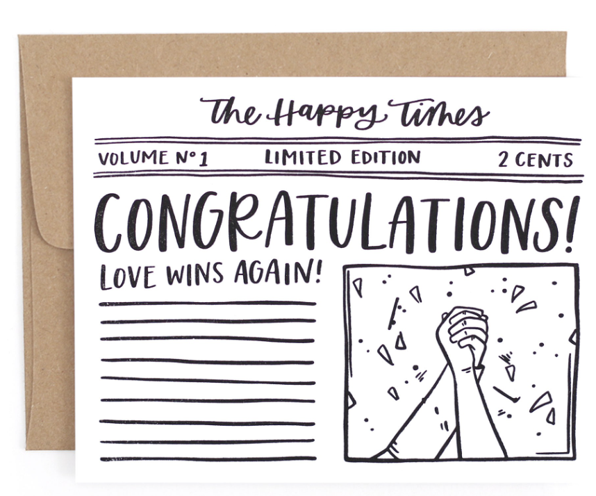 Newspaper Congratulations Letterpress Greeting Card | 223 Vintage Co